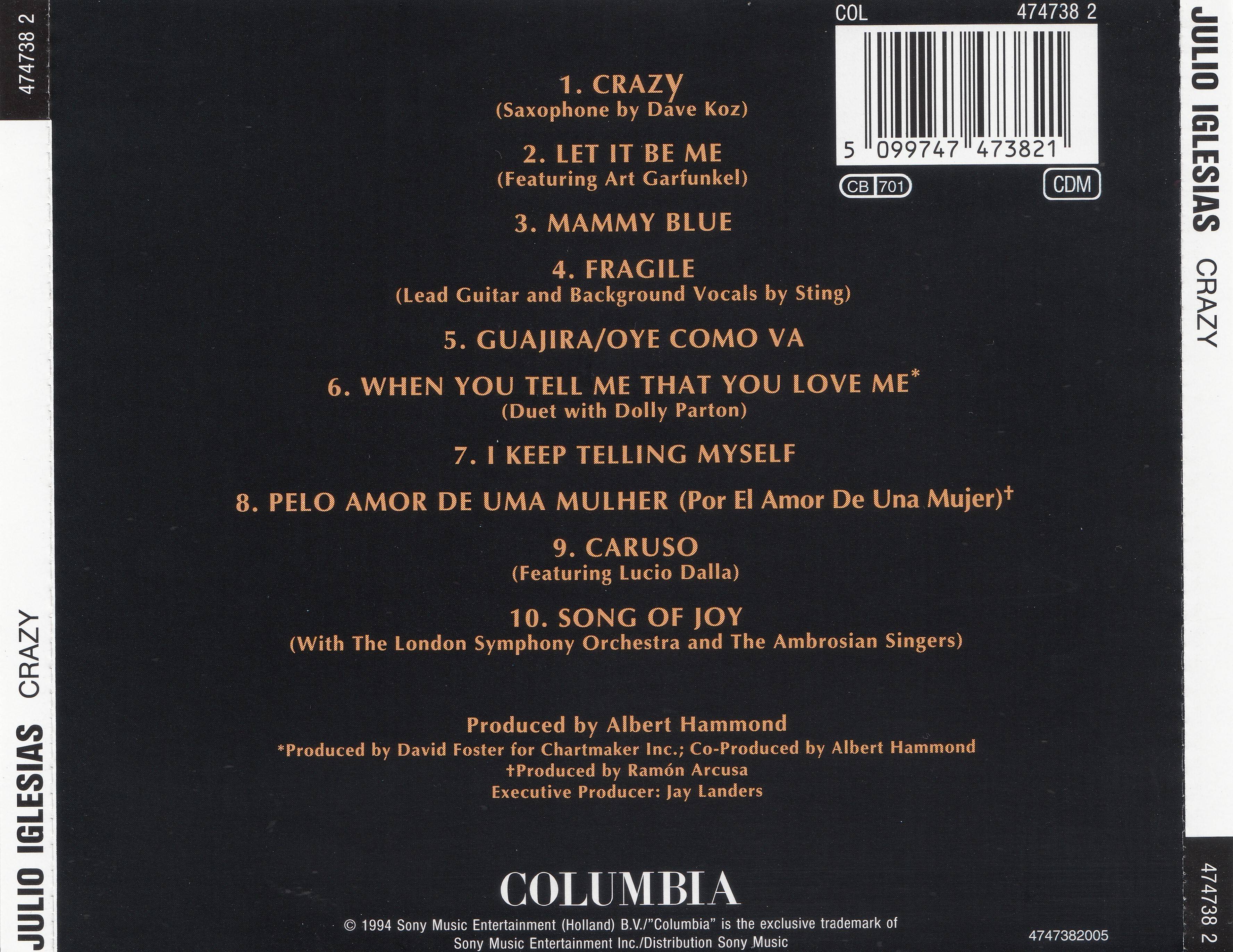 Julio Iglesias Crazy : Back | CD Covers | Cover Century | Over 1.000. ...